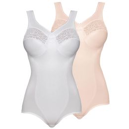 SuSa Damen Miederbody "2er Pack Korselett Basic", Gr. 80, weiß, Obermaterial: 90% Polyamid PA. 10% Elasthan EL., Bodys
