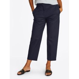 Tommy Hilfiger Damen Chinohose, blau, Gr. 34, unifarben, Web, Obermaterial: 65% Baumwolle, 33% Lyocell, 2% Elasthan, Hosen, mit B&uuml;gelfalten