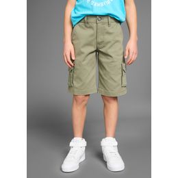Kidsworld Jungen Shorts "Cargoshorts", grün, Gr. 170, unifarben, Twill, Obermaterial: 98% Baumwolle, 2% Elasthan, Hosen, mit vielen Taschen