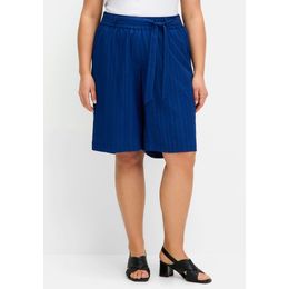 sheego Damen Bermudas, blau, Gr. 48, unifarben, 56% Viskose, 43% Polyester, 1% Elasthan, Hosen