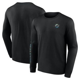 T-Shirt Fanatics "Fanatics T-Shirt Miami Dolphins Gradient LS Crew", Jungen, Gr. L, schwarz, 100% Baumwolle, Shirts T-Shirt