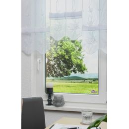 Scheibengardine, B:128cm H:95cm, wei&szlig;, Stickereien Plauen, Voile, Polyester, Gardinen, "Kiara"