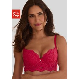 s.Oliver Damen Push-up-BH "Charline", Gr. 70, lila, Spitze, Obermaterial: 92% Polyamid, 8% Elasthan, BHs, mit verlängertem Unterbrustband aus Spitze,