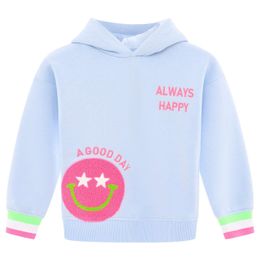 Zwillingsherz M&auml;dchen Hoodie ""Always Happy" Kids", blau, Gr. 122, Sweatware, Obermaterial: 50% Baumwolle, 50% Polyester, Sweatshirts, mit gro&szlig;em