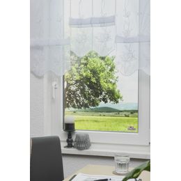 Scheibengardine, B:193cm H:95cm, wei&szlig;, Stickereien Plauen, Voile, Polyester, Gardinen, "Kiara"
