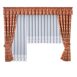Gardine, B:450cm H:145cm, wei&szlig;, Stickereien Plauen, Polyester, Wohnzimmer, Gardinen, "Diana", veredelt mit echter Plauener Spitze Stickerei