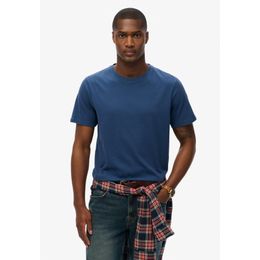 Superdry Herren Rundhalsshirt "CLASSIC ESSENTIAL TEE", blau, Gr. L, unifarben, Single Jersey, Obermaterial: 100% Baumwolle, Shirts