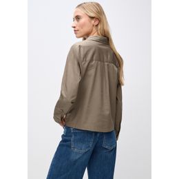 Street One Damen Hemdblusebark braun, Gr. 46, unifarben, Web, 100% Baumwolle, Blusen, aus reiner Baumwolle