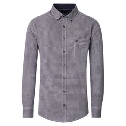 Casamoda Herren Langarmhemd "Casamoda Freizeithemd Langarm Print", blau, Gr. M, bedruckt, 100% Baumwolle, Hemden