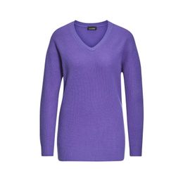 GOLDNER Damen Strickpullover "Kurzgr&ouml;&szlig;e Kaschmirpullover in Patentstrick mit V-Ausschnitt", lila, Gr. 23, Obermaterial: 100% Kaschmir WS., Pullover