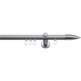 Gardinenstange Indeko, L:200cm &Oslash;:16mm, silber, Aluminium, Gardinenstangen, "Menorca", Innenlauf Komplett-Set inkl. Gleitern und Montagematerial