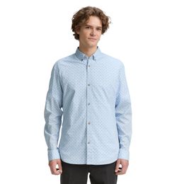Herren Langarmhemd "POPLIN", blau, Gr. XL, Tom Tailor Denim, Web, Obermaterial: 100% Baumwolle, Hemden, mit Streifenmuster