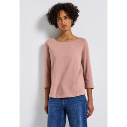 Street One Damen T-Shirt, rosa, Gr. 44, unifarben, Web, 100% Baumwolle, Shirts, aus reiner Baumwolle
