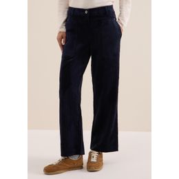 Cecil Damen Cordhose, blau, Gr. 34, unifarben, Stoff, 90% Polyester, 9% Nylon, 1% Elasthan, Hosen, in Cord-Optik