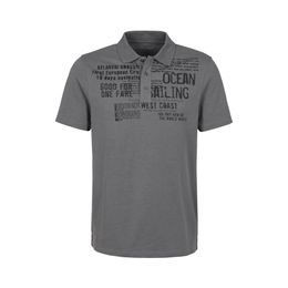 John Devin Herren Poloshirt "mit Print", grau, Gr. M, bedruckt, Slub, Obermaterial: 100% Baumwolle, Shirts, Regular-Fit, aus Slub-Qualit&auml;t, mit Print