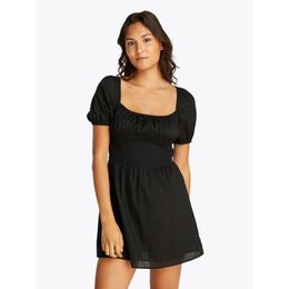 Tommy Jeans Damen Babydollkleid "TJW COTTON VOILE MINI DRESS EXT", schwarz, Gr. XL, unifarben, Web, Obermaterial: 100% Baumwolle, Kleider, in