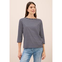 Cecil Damen T-Shirt, blau, Gr. L, gestreift, Web, 50% Baumwolle, 50% Modal, Shirts, im soften Baumwoll-Mix