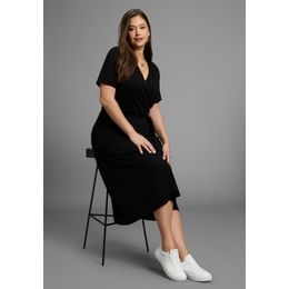 Damen Midikleid "Gro&szlig;e Gr&ouml;&szlig;en", schwarz, Basic, Gr. 54, LAURA SCOTT CURVE, unifarben, Jersey, Obermaterial: 94% Viskose, 6% Elasthan, Kleider, mit