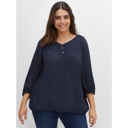sheego Damen Longbluse, blau, Gr. 50, unifarben, 100% Viskose, Blusen