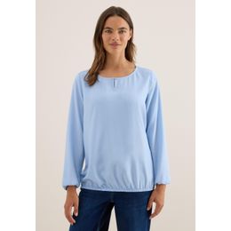 Cecil Damen Langarmbluse, blau, Gr. XL, unifarben, Stoff, 100% Viskose, Blusen, aus softer Viskose