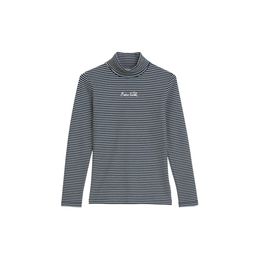 Marc O'Polo Langarmshirt MARC O'POLO "mit feiner Rippstruktur", Mädchen, Gr. 152, night blau stripe, Obermaterial: 96% Baumwolle, 4% Elasthan, gestreift, Basic, regular fit, Rundhals, Shirts