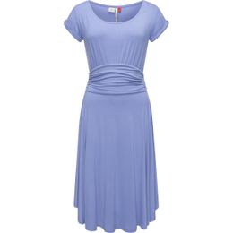 Ragwear Damen Sommerkleid "Yvone Solid", blau, Gr. XL, Material: 95% Viskose, 5% Elasthan, Kleider, leichtes Jersey-Kleid mit Tailleng&uuml;rtel