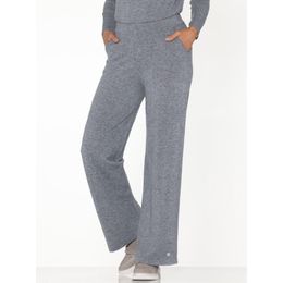 Damen Strickhose, blau, Gr. 24, CREATION L PREMIUM, meliert, 90% Schurwolle, 10% Kaschmir, Hosen