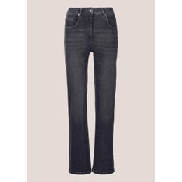 Madeleine Mode MADELEINE Damen Regular-fit-Jeans "M-Jeans, weit M-Jeans in gerader Form mit Logo-Stickerei", grau, Gr. 22, Obermaterial: 95% Baumwolle CO. 5%