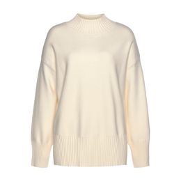 Lascana Damen Stehkragenpullover, beige, Gr. 32, unifarben, Strick, Obermaterial: 50% Viskose, 28% Polyester, 22% Polyamid, Pullover, mit breiten