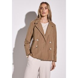 Street One Damen Kurzjacke, braun, Gr. 46, unifarben, Stoff, Obermaterial: 62% Polyester, 38% Baumwolle; Futter: 100% Polyester, Jacken, mit