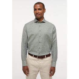 Eterna Herren Langarmhemd "MODERN FIT", grün, Gr. 45, Twill, 59% cotton, 41% Leinen, Hemden, EASY IRON (bügelleicht)
