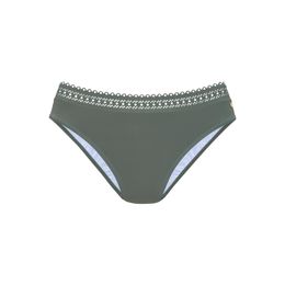 s.Oliver Damen Bikini-Hose "Aiko", gr&uuml;n, Gr. 32, unifarben, Microfaser, Microfaser, Polyamid, Badehosen, mit H&auml;keloptik