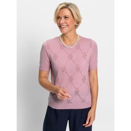 CLASSIC Damen Kurzarmpullover "Pullover", rosa, Gr. 40, unifarben, 100% Polyacryl, Pullover