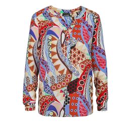 GOLDNER Damen Schlupfbluse "Kurzgr&ouml;&szlig;e Langarmbluse mit V-Ausschnitt, Print", bunt, Gr. 23, Obermaterial: 100% Viskose CV., Blusen