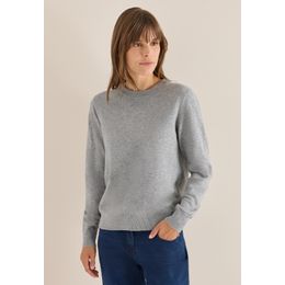 Strickpullover Cecil, Damen, Gr. XS (36), sporty grau melange, Stoff, 33% Polyester, 31% Polyacryl, 24% Baumwolle, 12% Nylon, meliert, comfort fit normal, Rundhals, abgesteppt, Pullover Strickpullover, mit Rundhalsausschnitt