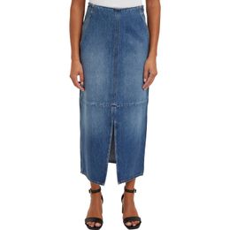 Tommy Hilfiger Damen Bleistiftrock "DNM MIDI SKIRT HW BETH CTD", blau, Gr. 36, unifarben, Denim/Jeans, Obermaterial: 100% Baumwolle, Röcke, Webrock