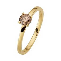 OROLINO Damen Fingerring "585/- Gelbgold 1 Brill. 0,50ct. braun", 052 (16,6), 0,5 P2 = erkennbare Einschl&uuml;sse, Gold, gelb, Gold, Fingerringe