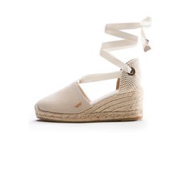 VISCATA Damen Espadrille "Escala", Gr. 37beige, Textil, Schuhe, mit Keilabsatz und eleganter Kn&ouml;chelschn&uuml;rung
