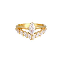 Elli Premium Damen Fingerring "Zirkonia Marquise 925 Silber", 52mm,mit Steinen, Silber 925 (Sterlingsilber), 3mm, gold, Silber 925 (Sterlingsilber),