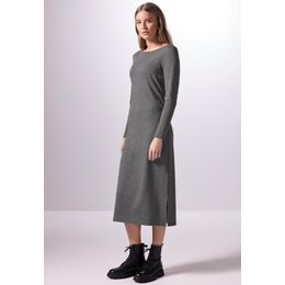 Damen Midikleid, grau, Gr. 46, STREET ONE STUDIO, unifarben, Stoff, 60% Polyester, 33% Viskose, 6% Nylon, 1% Elasthan, Kleider, in Unifarbe