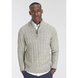 DELMAO Herren Troyer "Bis Gr&ouml;&szlig;e 3XL", wei&szlig;, Gr. S, Zopfmuster, Strick, Obermaterial: 80% Polyacryl, 20% Baumwolle, Pullover, mit Zopfmuster