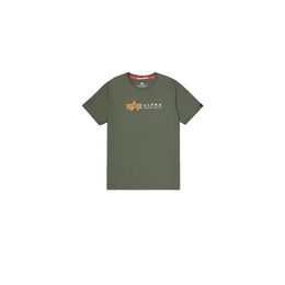 Herren T-Shirt "Alpha Label T-Shirt", grün, Gr. L, Alpha Industries, Obermaterial: 100% Baumwolle, Shirts