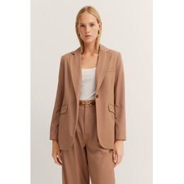 Bugatti Damen Kurzblazer, braun, Gr. 40, unifarben, 70% Polyester, 25% Viskose, 5% Elasthan, Blazer, aus elastischem Viskosemix