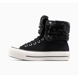 Converse Damen Sneaker "CHUCK TAYLOR ALL STAR FOLD OVER LIFT", Gr. 36schwarz, schwarz, egret, Textil, Schuhe, Winterschuhe, gef&uuml;ttert