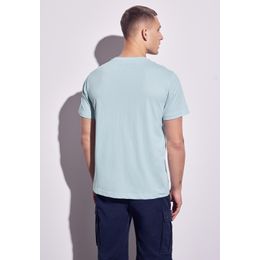Street One MEN Herren T-Shirt, blau, Gr. M, bedruckt, Web, 100% Baumwolle, Shirts, mit Rundhalsausschnitt