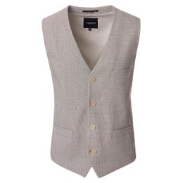 Venti Herren Anzugweste "Venti Anzugweste uni", beige, Gr. 50, 67% Polyester, 31% Viskose, 2% Elasthan, Westen