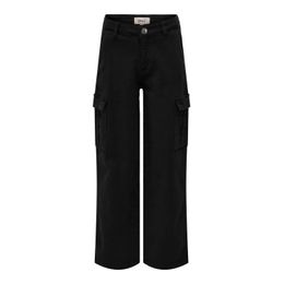 KIDS Only M&auml;dchen Cargohose "KOGYARROW-VOX STR CARGO PANT PNT NOOS", schwarz, Gr. 134, unifarben, Web, Obermaterial: 98% Baumwolle, 2% Elasthan, Hosen