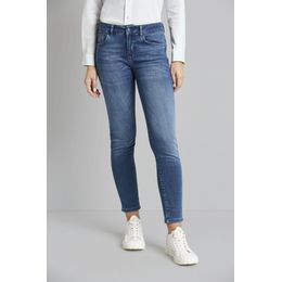 Bugatti Damen 5-Pocket-Jeans "Basic Essential", blau, Gr. 42, 81% Baumwolle, 9% Polyester, 6% Elastomultiester, 4% Elasthan, Jeans, mit