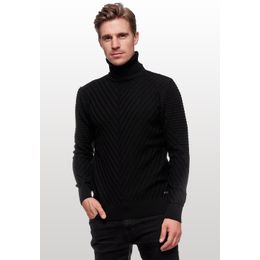 Rusty Neal Herren Rollkragenpullover, schwarz, Gr. M, unifarben, 70% Polyacryl, 30% Baumwolle, Pullover, in stilvollem Feinstrick