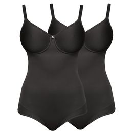 SuSa Damen Body "2er Pack Body mit B&uuml;gel Catania", Gr. 80, schwarz, Obermaterial: 60% Polyamid PA. 25% Elasthan EL. 15% Polyester PES., Bodys